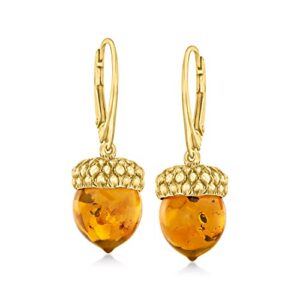 ross-simons amber acorn drop earrings in 18kt gold over sterling