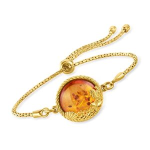 ross-simons amber sea life bolo bracelet in 18kt gold over sterling