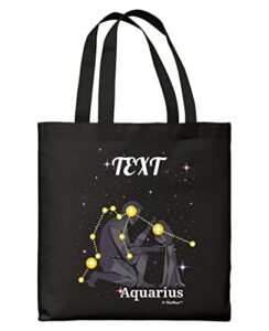 zodiac gifts for women aquarius personalized zodiac sign aquarius constellation personalized black canvas tote bag