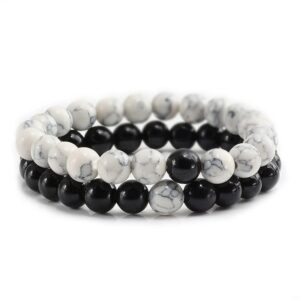 2pcs/set natural stone bead distance chakra bracelet for men women couple bracelets & bangles yoga best friend jewelry pulseiras professional and attractive