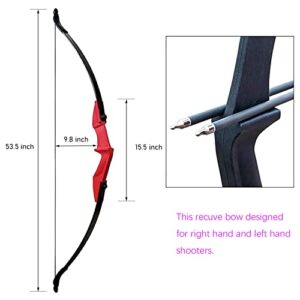 Monsour Archery Takedown Recurve Bow and Arrow Set Left/Rght Hand Longbow Kit Beginner Outdoor Hunting Shooting Practice 20lb 30lb 40lb (Red 20lb)