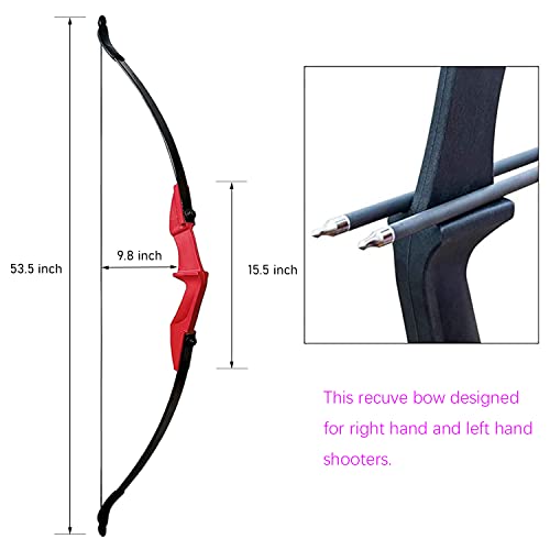 Monsour Archery Takedown Recurve Bow and Arrow Set Left/Rght Hand Longbow Kit Beginner Outdoor Hunting Shooting Practice 20lb 30lb 40lb (Red 20lb)