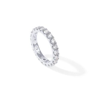 pavoi rhodium plated cubic zirconia rings | 3.0mm eternity bands | white gold rings for women size 8