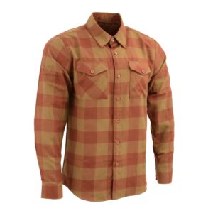 milwaukee leather mng11653 men's brown and beige long sleeve cotton flannel shirt - medium