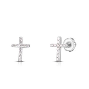 natalia drake tiny cross screw back 1/10 cttw diamond stud earrings for women in rhodium plated 925 sterling silver cartilage earring for second hole piercing