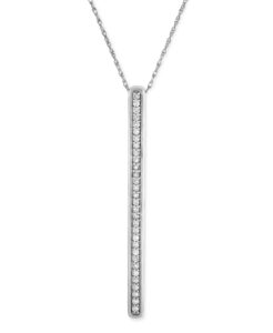 natalia drake thin vertical bar 1/7 cttw diamond necklace for women in rhodium plated 925 sterling silver