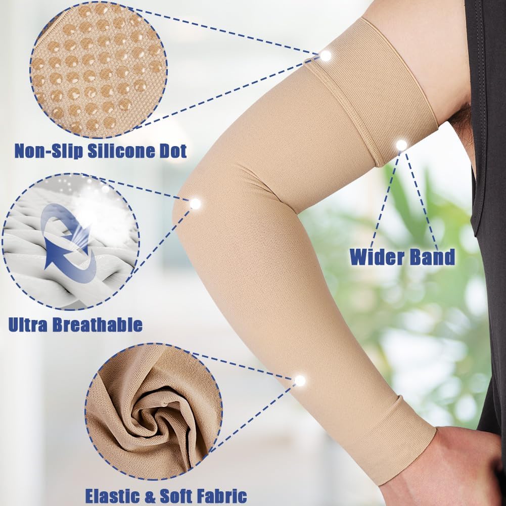 beister Medical Compression Arm Sleeve for Men Women（Single）, 20-30 mmhg Full Arm Support for Pain Relief, Lymphedema