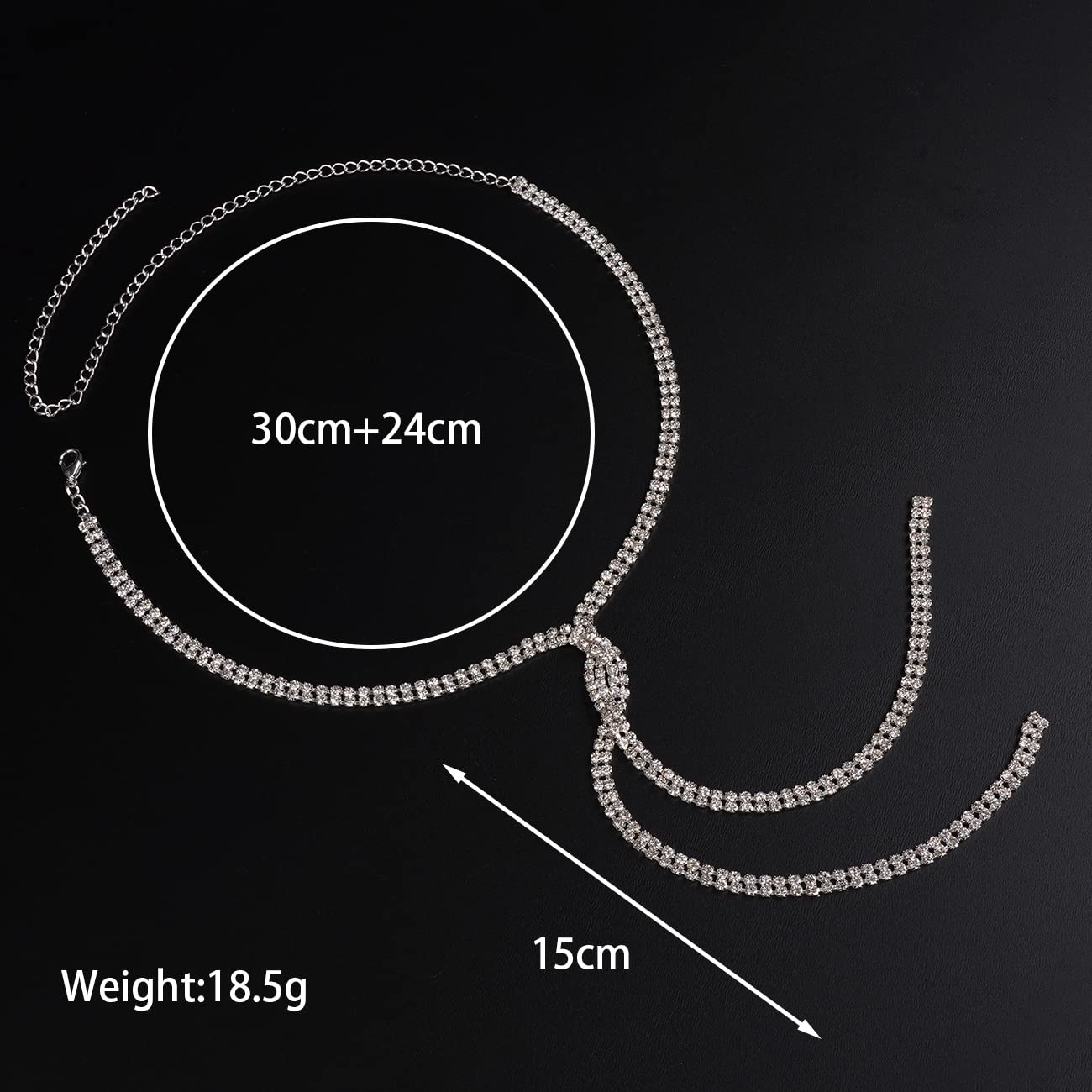 Rumtock Silver Rhinestones Tennis Chain Y Choker Necklace Women Girls Twist Chain Dressy Necklace Jewelry Wedding Bridal Necklace