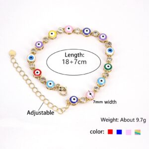 TKMIRA Gold Evil Eye Bracelets for Women Adjustable Turkish Blue Evil Eye Protection Bracelet Jewelry (evil eyes01-pink)