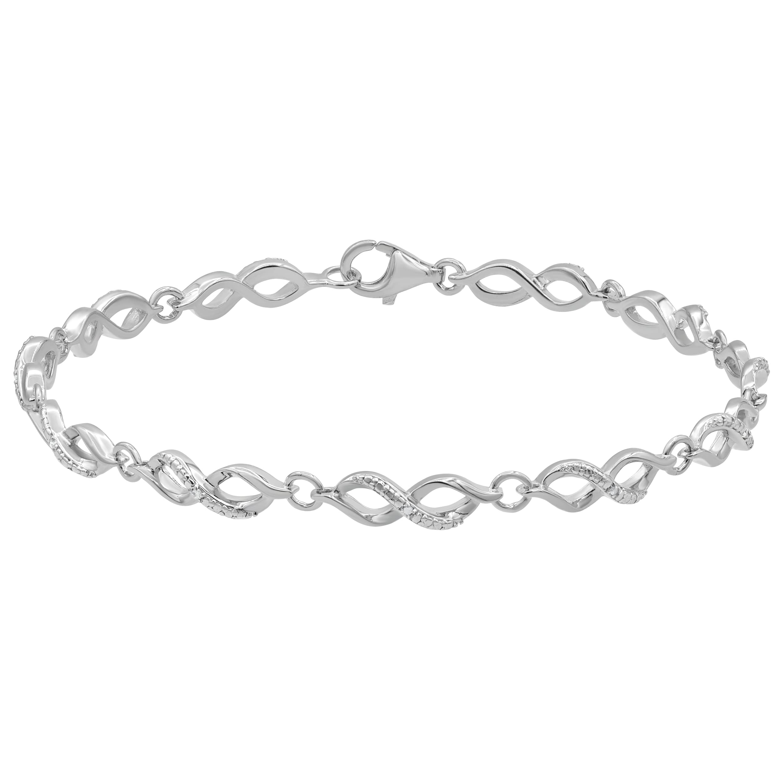 Beyond Brilliance Prong Set Diamond Accent Infinity Link Bracelet in White Rhodium Plated Sterling Silver Fashion Jewelry for Women| Gift Box Included