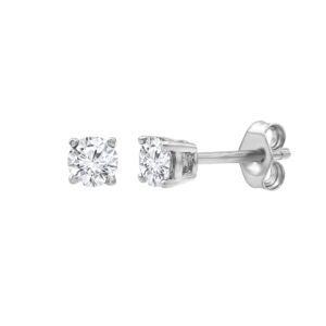 beyond brilliance 1/4 carat round cut push back natural diamond earrings for women in sterling silver | fine jewelry for her | timeless design | gift box included