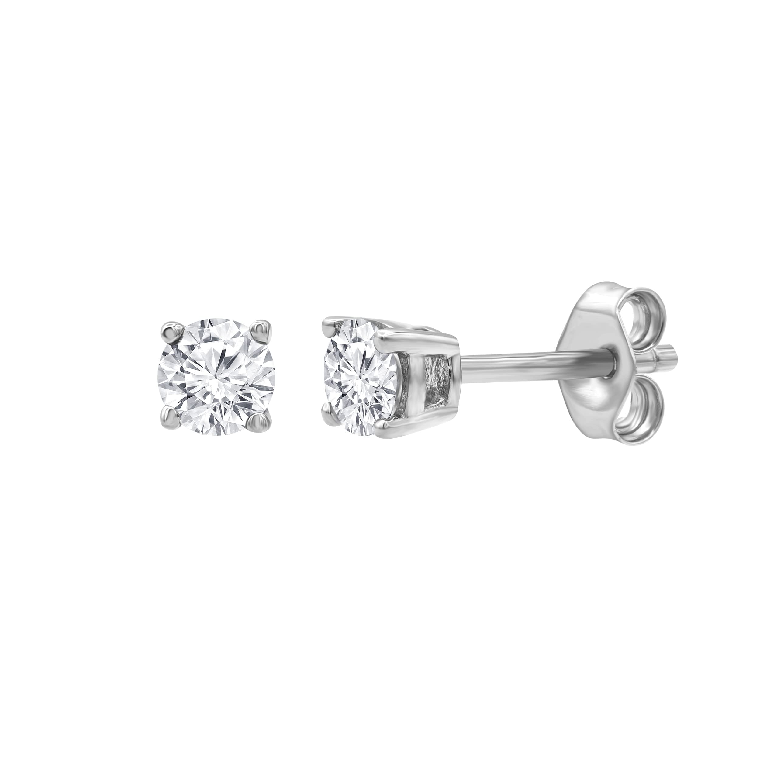 Beyond Brilliance 1/4 Carat Round Cut Push Back Natural Diamond Earrings for Women in Sterling Silver | Fine Jewelry for Her | Timeless Design | Gift Box Included