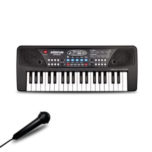 piano keyboard for kids, eooleow 37 keys portable electronic piano for kids with microphone - music keyboard piano toys for 3 4 5 6 7 8 9 year old boys and girls (black)