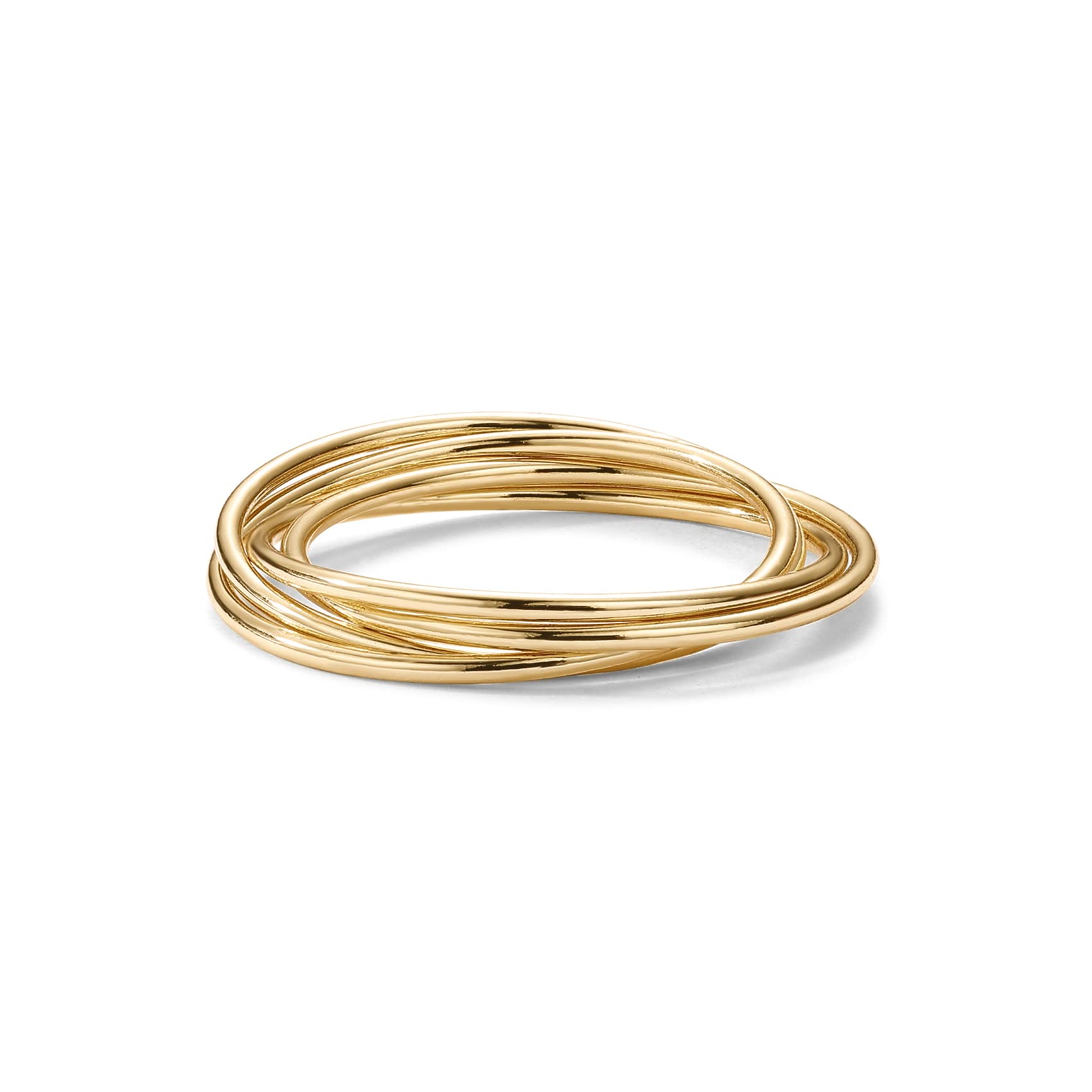 PAVOI Four Way Spinning Anxiety Ring (interlocked, Yellow Gold, 5)