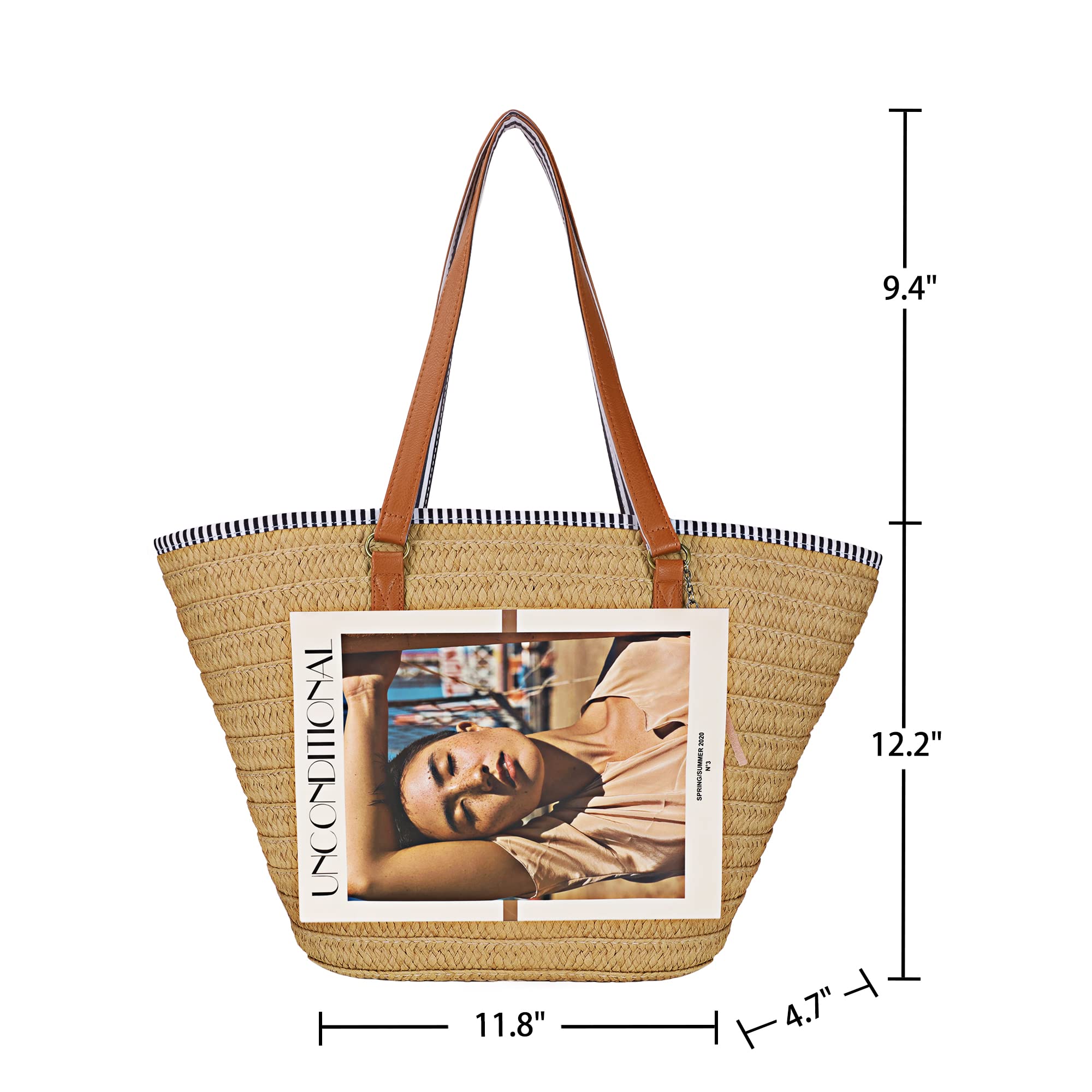 Womens Large Straw Shoulder Bag Beach Tote Handbag Purse with Tassel for Summer