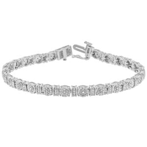 Beyond Brilliance Illusion Set 1/4 Carat Round Cut Natural Diamond Tennis Bracelets for Women in Sterling Silver Jewelry | Timeless Design | Gift for Her | Gift Box Included