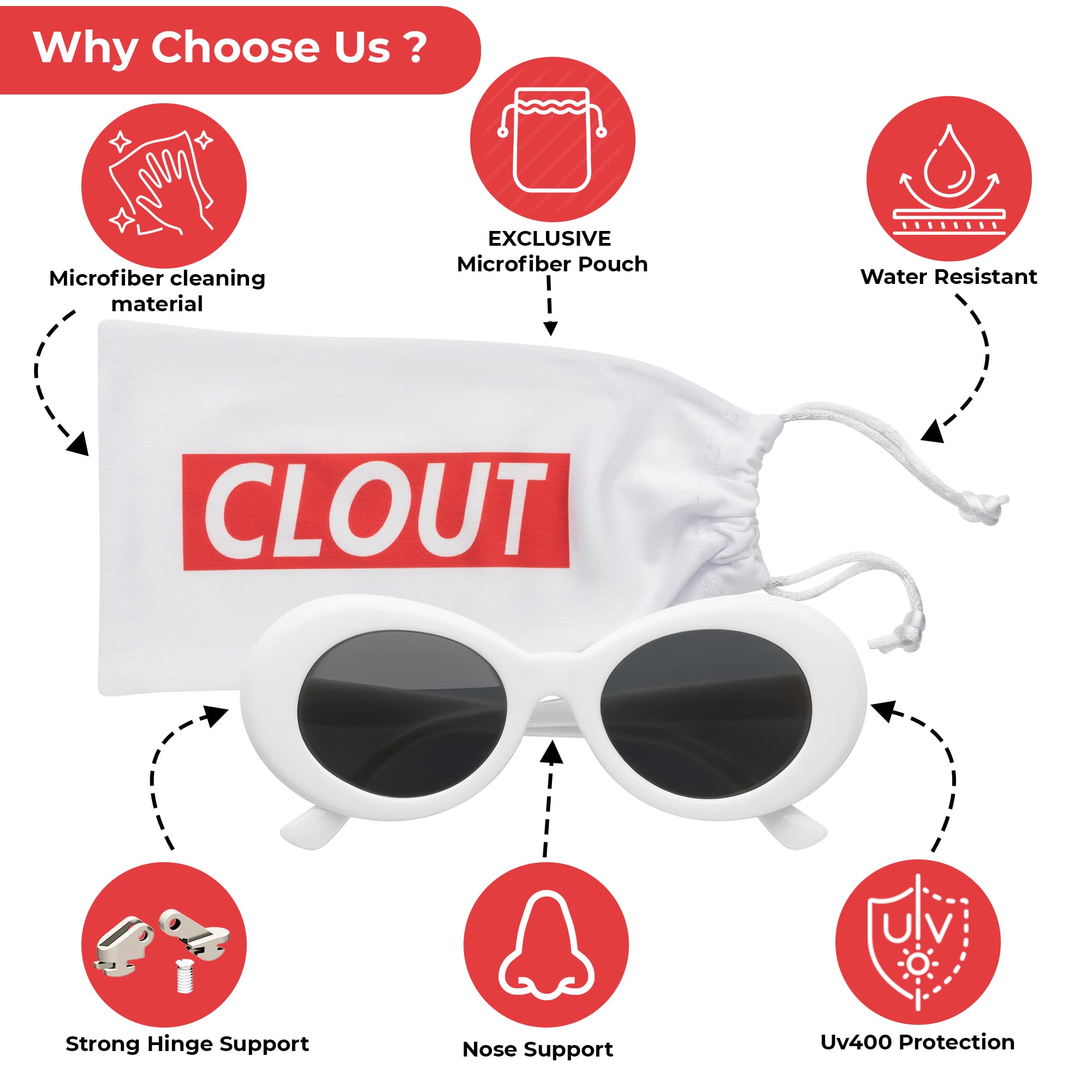 Clout Goggles Glasses Oval Retro Kurt Cobain Sunglasses Meme Jackie O Style Round Vintage Y2K Mod smp