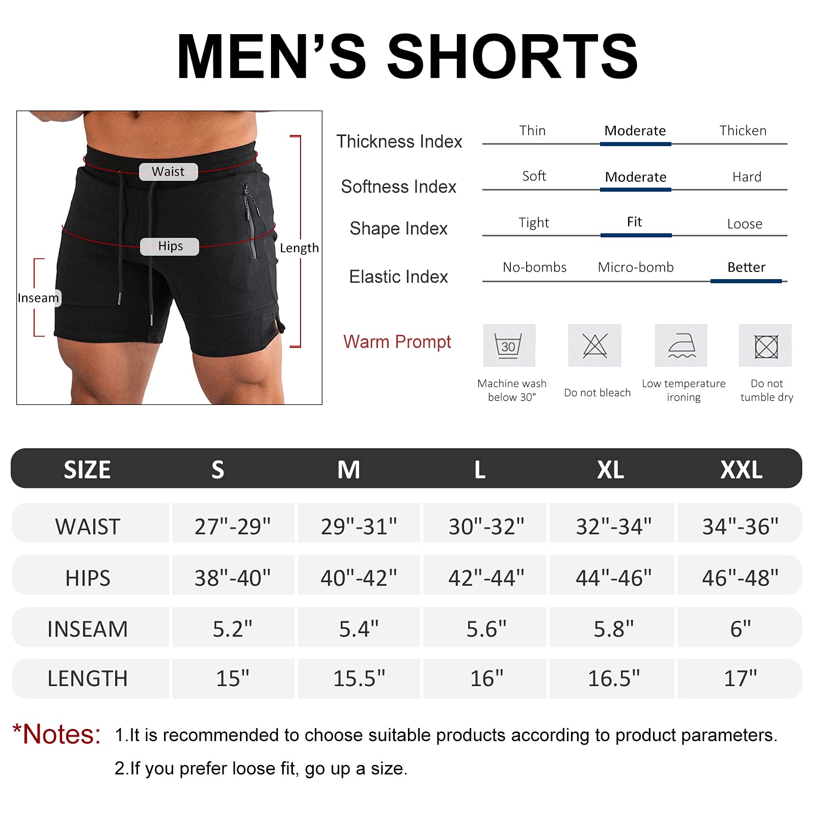 BUXKR Mens Workout Shorts 2 Pack 5 Inch Quick Dry Gym Shorts for Men Athletic Running Shorts with Zipper Pockets Black Dark Grey