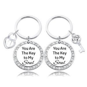 you are the key to my soul necklace keychain couple jewelry for boyfriend girlfriend valentine’s day keychain bff gifts (soul ks)