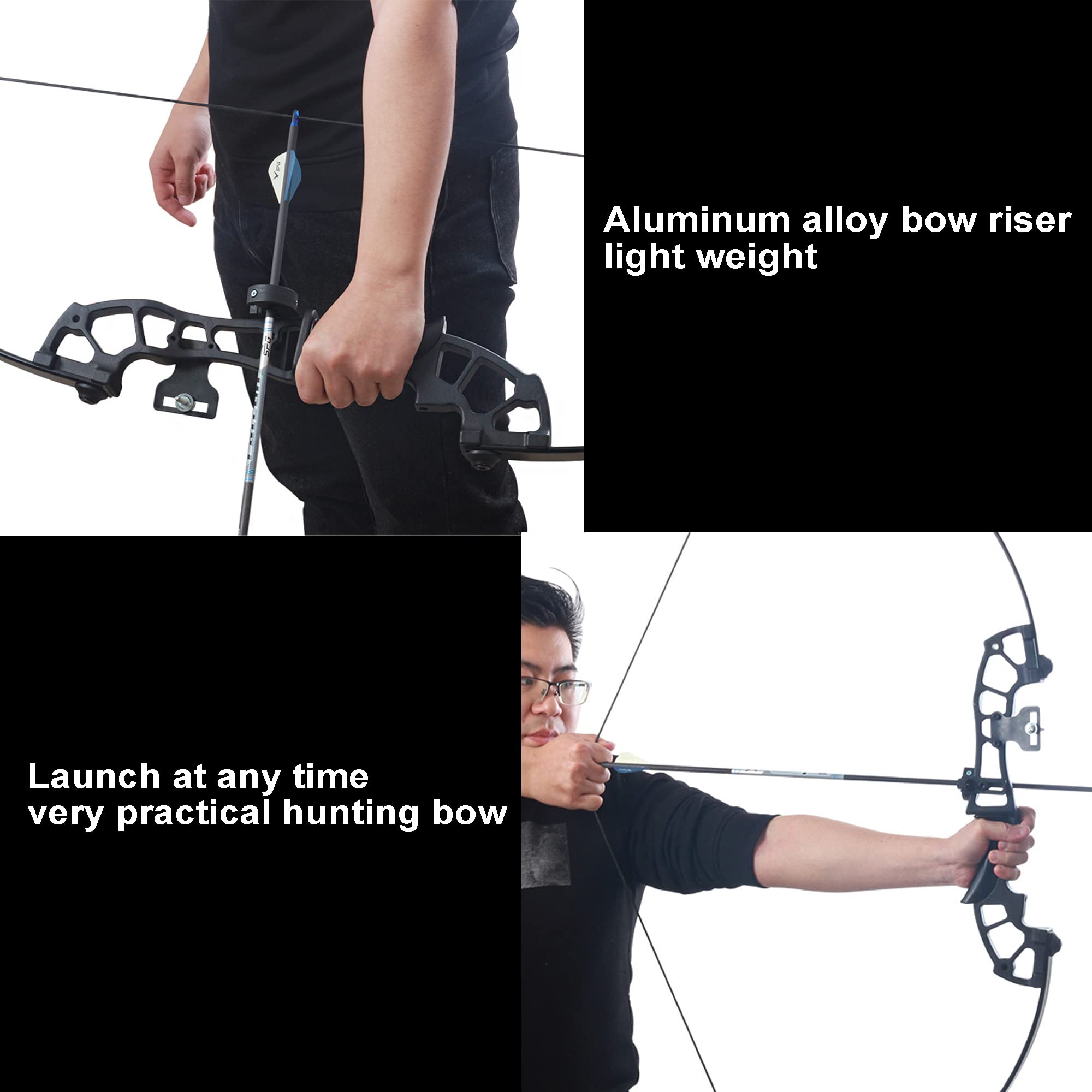 Bowfishing Bow Kit with 3pc Bowfishing Arrow 40lbs Takedown Metal Straight Bow Set Hunting Bow for Bow Fishing Archery Practice