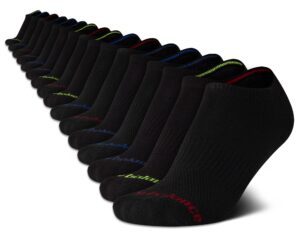 new balance boys' low cut socks - 16 pack cushioned athletic low cut ankle socks for boys - breathable boy's sports socks, size large, black