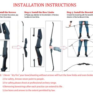 Monsour Archery Takedown Recurve Bow and Arrow Set Left/Rght Hand Longbow Kit Beginner Outdoor Hunting Shooting Practice 20lb 30lb 40lb (Black 40lb)