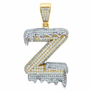 gemstone jewellery14k yellow gold over 2ct round diamonds initial alphabet letter z charm pendant