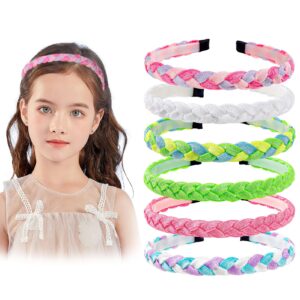 braided headbands girls 6pcs rainbow glitter head bands for kids toddlers women hand twist hairbands fashion sequins thin headband party favors