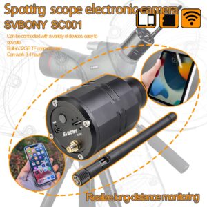 SVBONY SC001 WiFi Spotting Scope Camera Bundle with SV406P 20-60x80mm Spotting Scopes for Bird Watching Capture Photos and Video