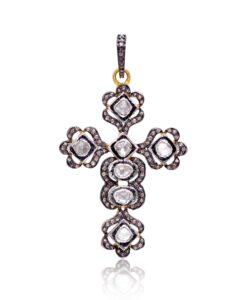 shweta creations diamond studded cross 925 sterling silver pendant | 0.95 cts natural diamond (i2-i3 clarity) pendant | ideal gift for her