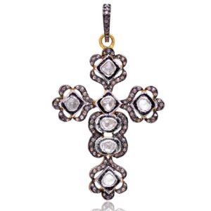 Shweta Creations Diamond Studded Cross 925 Sterling Silver pendant | 0.95 Cts Natural Diamond (I2-I3 Clarity) pendant | Ideal Gift for Her