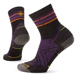 smartwool women's run zero cushion merino wool mid crew socks, charcoal, medium