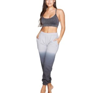 Colosseum Active Women's Aubrey Comfy Fleece Ombre Dip Dye Jogger Pant with Pockets (Black, Medium)