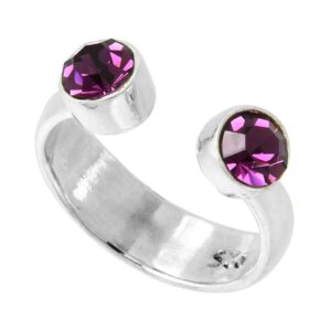 sterling silver february birthstone amethyst crystal toe ring for women teen girls open top midi ring knuckle ring adjustable size 2