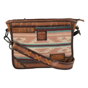 sts ranchwear women's aztec pattern western style palomino separe mae bag with adjustable crossbody strap, pink