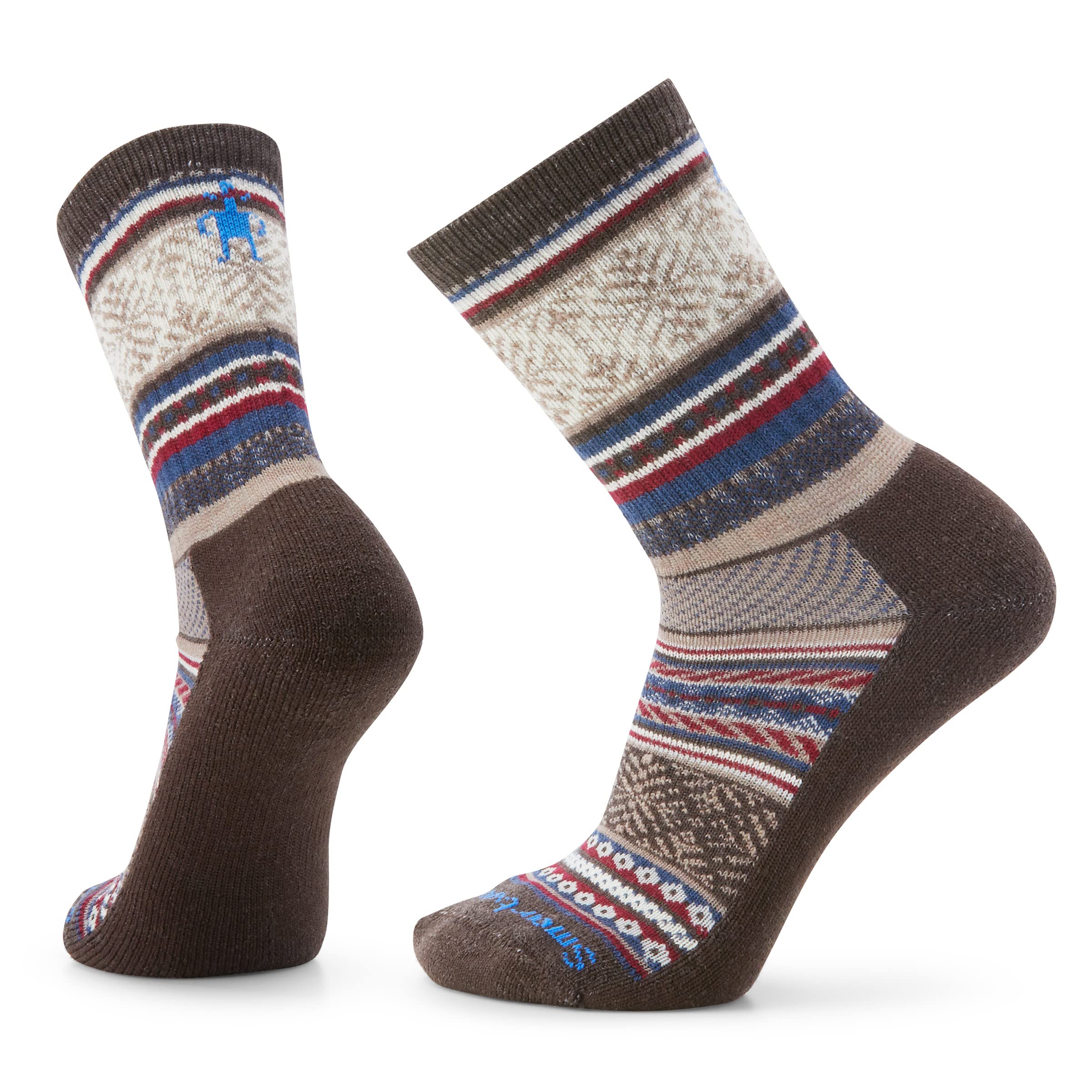 Smartwool Everyday Fair Isle Sweater Light Cushion Merino Wool Crew Socks For Men and Women, Chestnut, Large