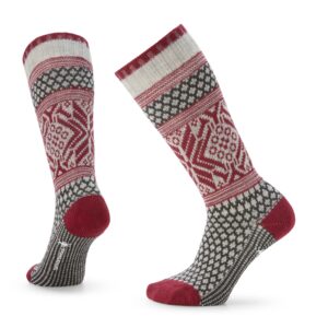 smartwool everyday popcorn snowflake pattern full cushion merino wool crew socks for men and women, ash, medium