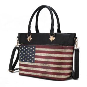 mkf collection usa tote crossbody bag for women, american flag vegan leather top-handle messenger, satchel shoulder bag purse