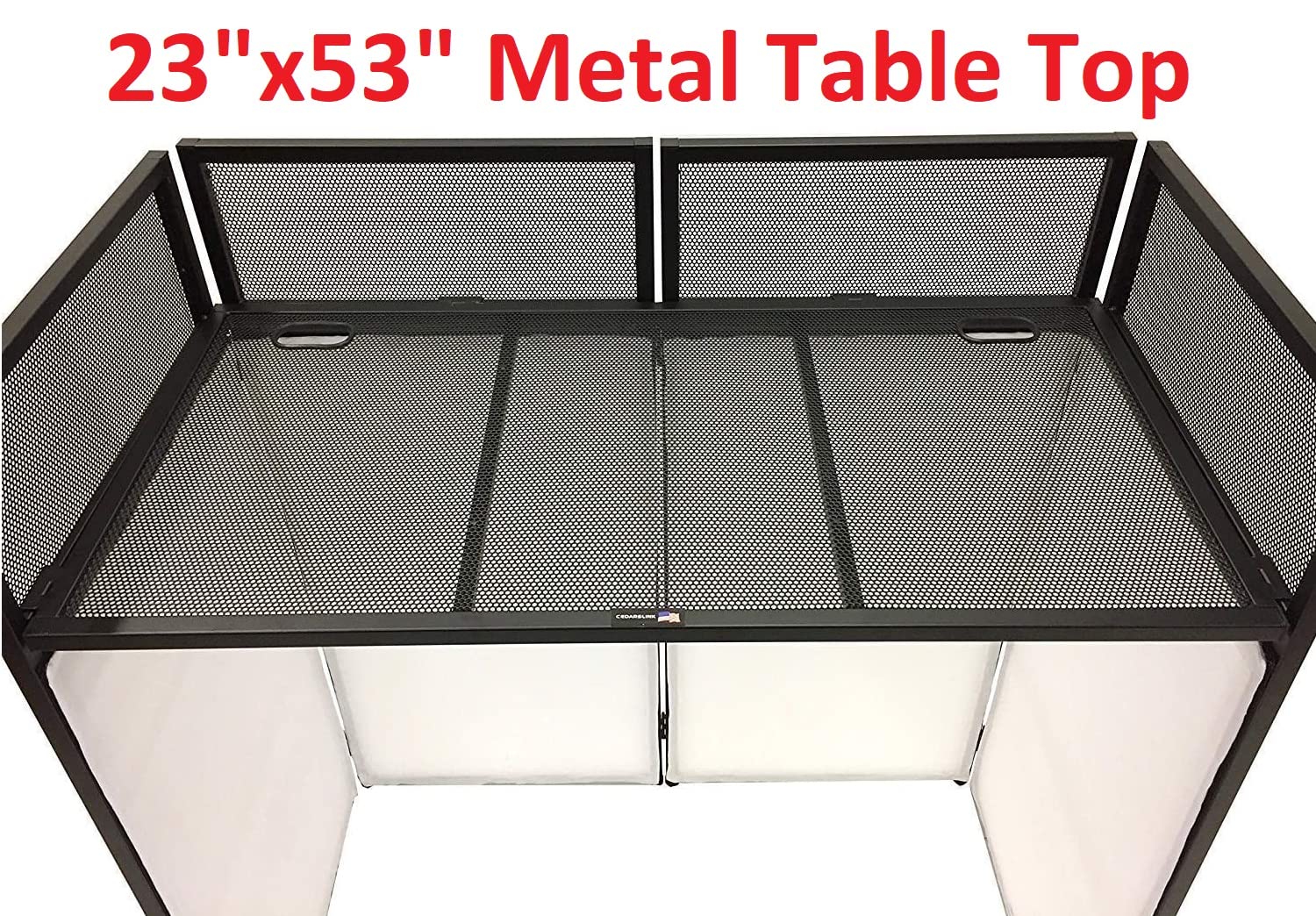 Jumbo 53" Wide DJ Event Facade White/Black Scrim Booth Two Top Corner Table Tops 23"x53" Table! Padded Carrying Case! All Aluminum Build!