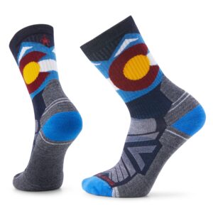 smartwool men's hike light cushion merino wool colorado crew socks deep navy, large