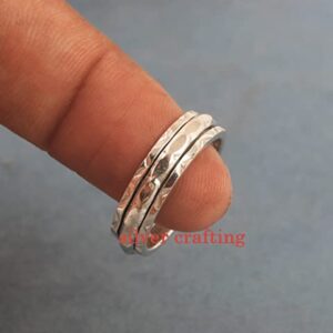 Spinner Texture Spin Band Spinning Meditation Ring 925 Sterling Silver Anxiety Boho Ring Silver Jewelry Gift (9)