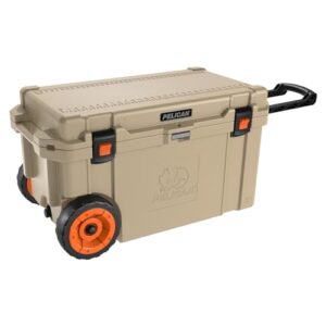 pelican elite 65 quart cooler with wheels (tan)