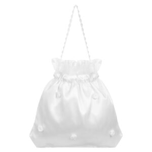 satin money bag white bridal bridesmaid flower decorated bag handbag purse bag for wedding dance party