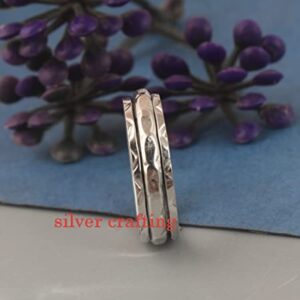 Spinner Texture Spin Band Spinning Meditation Ring 925 Sterling Silver Anxiety Boho Ring Silver Jewelry Gift (9)