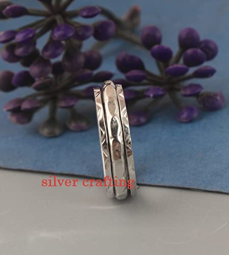 Spinner Texture Spin Band Spinning Meditation Ring 925 Sterling Silver Anxiety Boho Ring Silver Jewelry Gift (9)