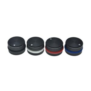 Dopro 4-Pack 25 * 15.5mm Set Screw Style Aluminium Potentiometer Knobs 1/4" Universal Pot Control Knobs with Rubber Ring and Indicator for Guitar/Bass Equipments Black with Black Ring