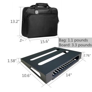 SOYAN 14" x 10.6" Guitar Pedal Board with Power Supply Cradle, Carry Bag Included (SPB-14S)