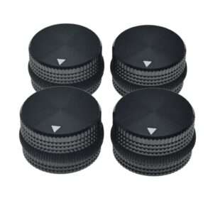 dopro 4-pack 25 * 15.5mm set screw style aluminium potentiometer knobs 1/4" universal pot control knobs with rubber ring and indicator for guitar/bass equipments black with black ring