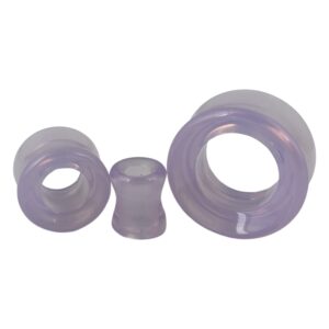 mystic metals body jewelry pair of lavender opalite stone concave tunnels (stn-752) (7/8" (22mm))