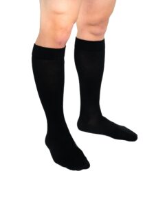 royfa cotton compression socks for women and men, 15-20 mmhg support stockings, closed toe circulator compression sock (medium, ebony)